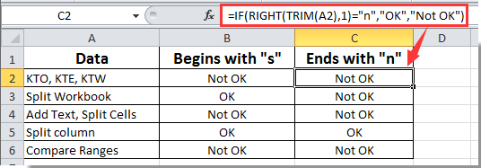 Excel Formula How To Find If Cell Begins Or Ends With A Specific 